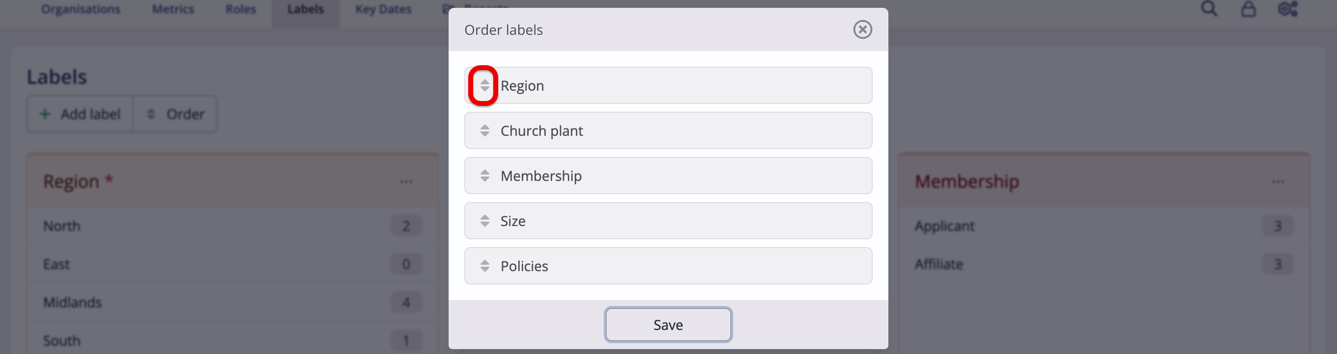 Categorising organisations using labels - ChurchSuite Support Articles