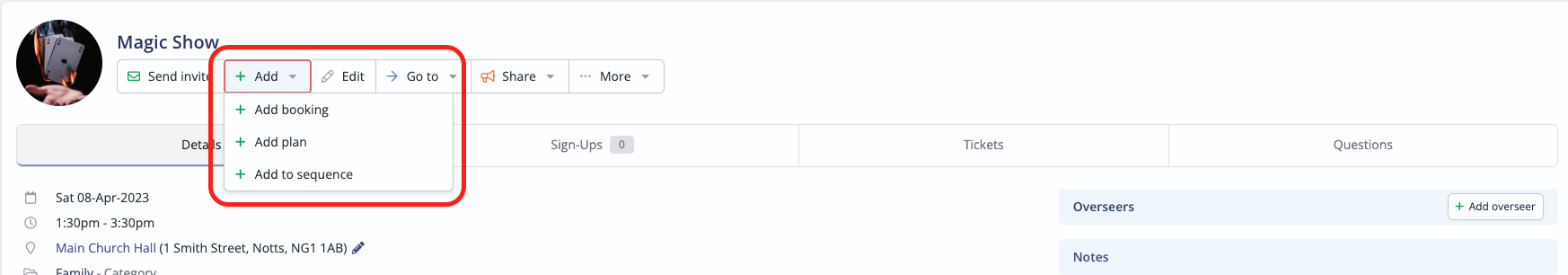 Working with multi-date event sequences - ChurchSuite Support Articles