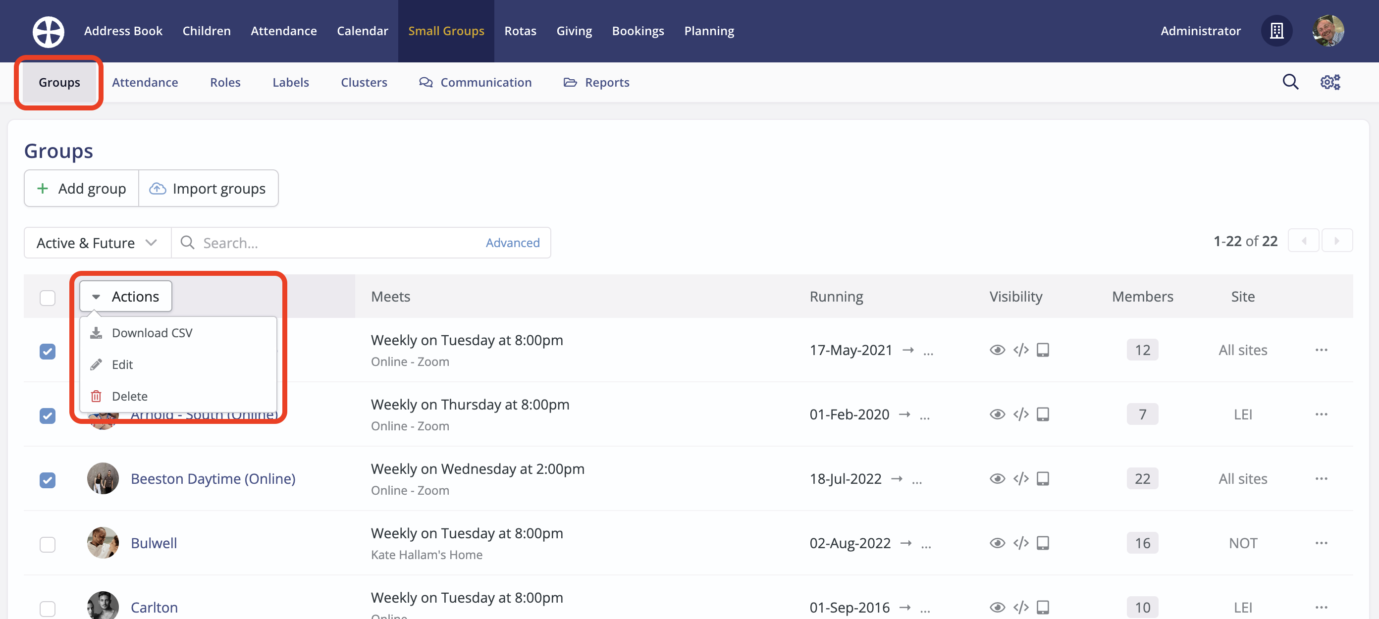 Categorising small groups using labels - ChurchSuite Support Articles