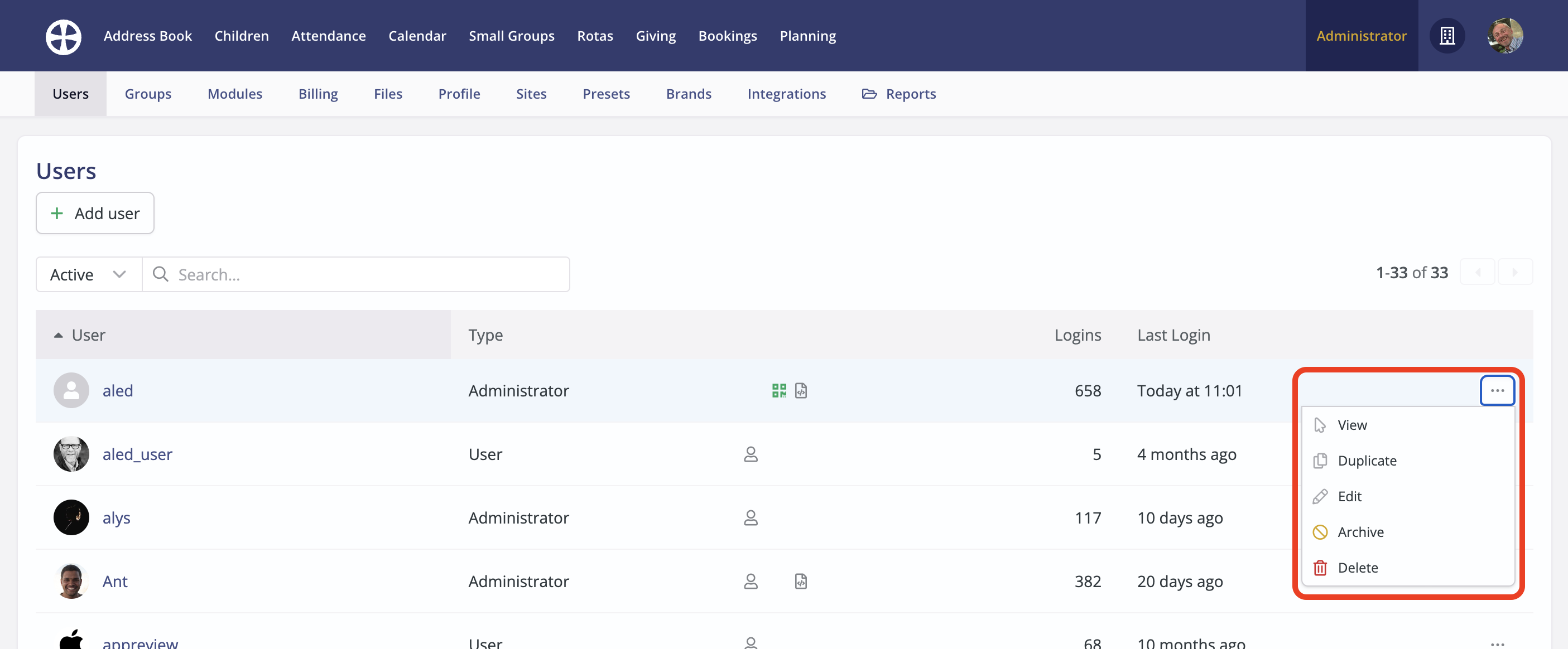 Adding and managing users - ChurchSuite Support Articles