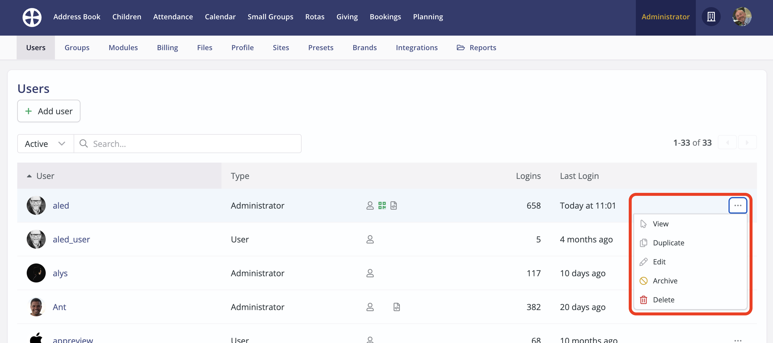 Adding and managing users - ChurchSuite Support Articles