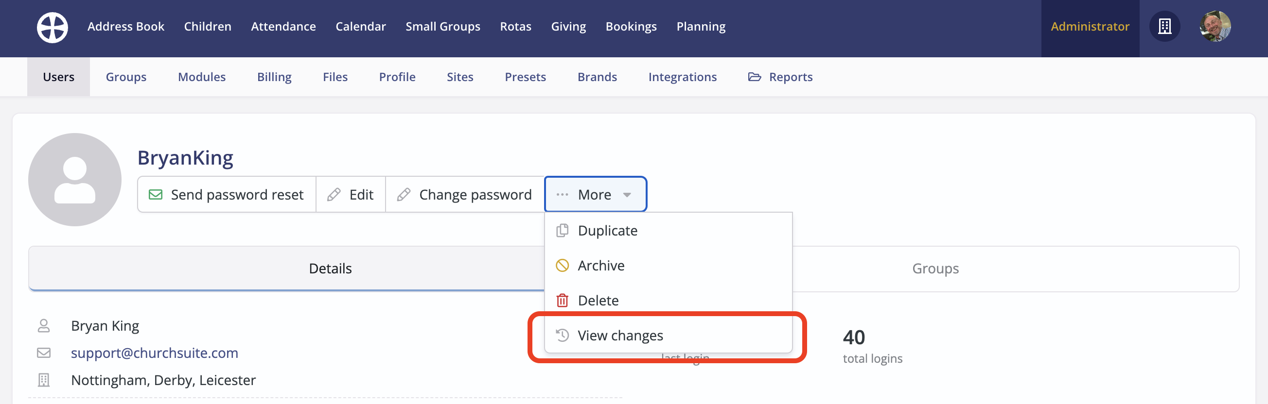 Adding and managing users - ChurchSuite Support Articles