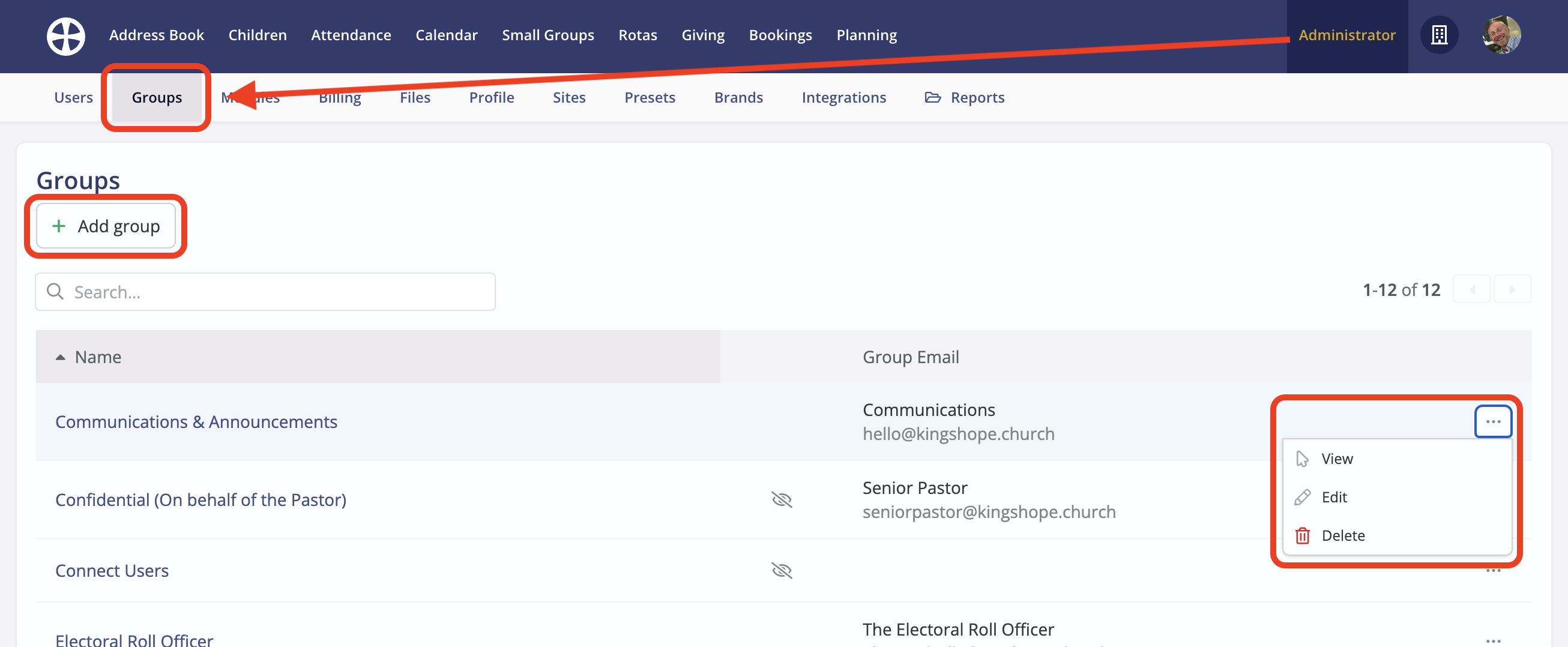 Restricting Visibility And Access With User Groups Churchsuite Support Articles 
