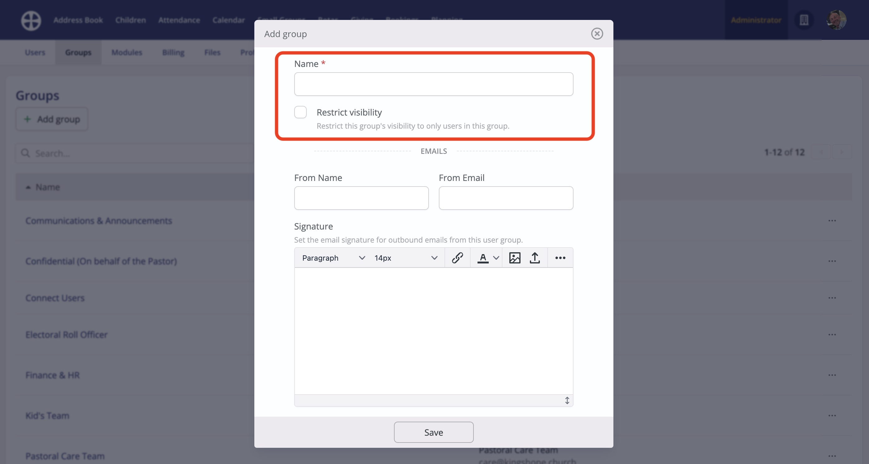 Restricting visibility and access with User Groups - ChurchSuite Support Articles