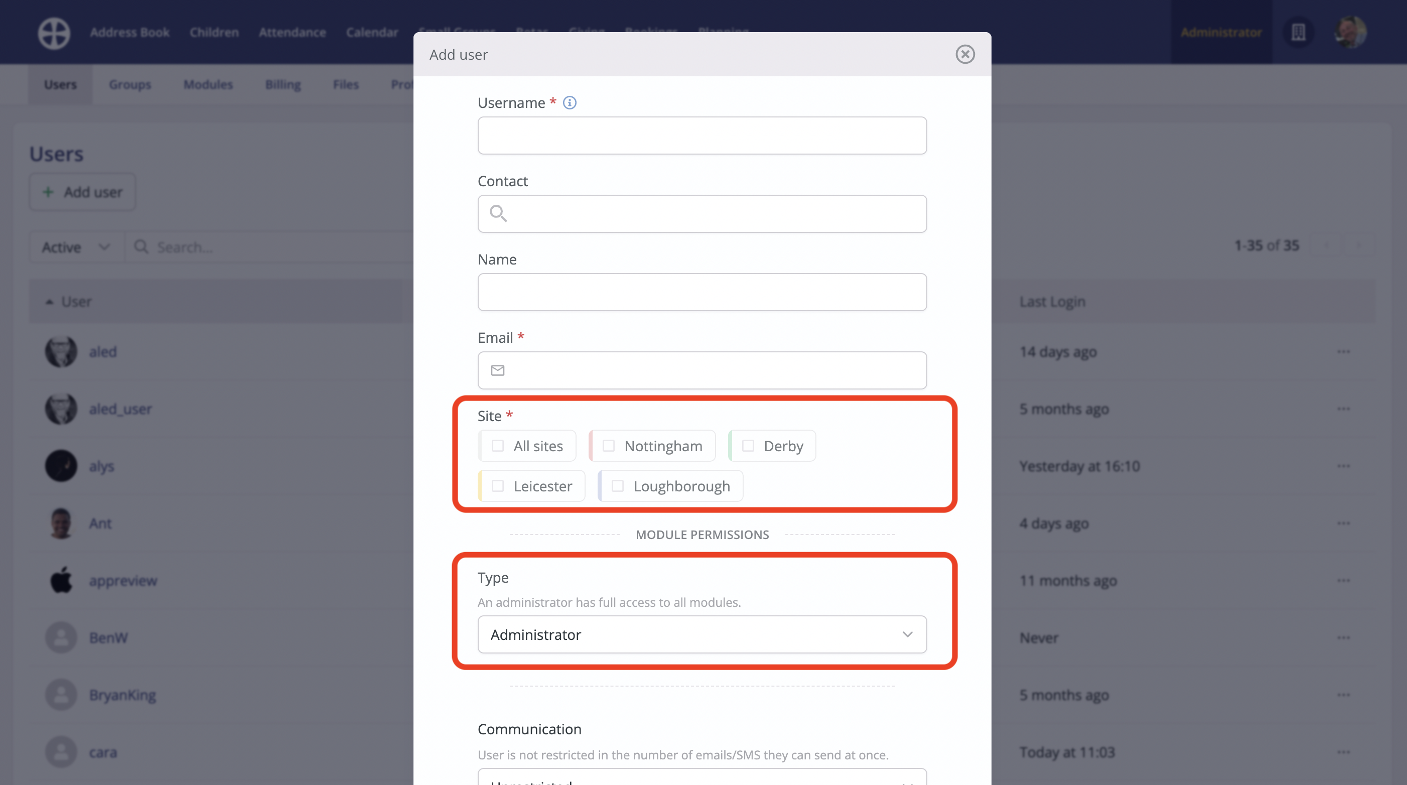 Adding and managing users - ChurchSuite Support Articles