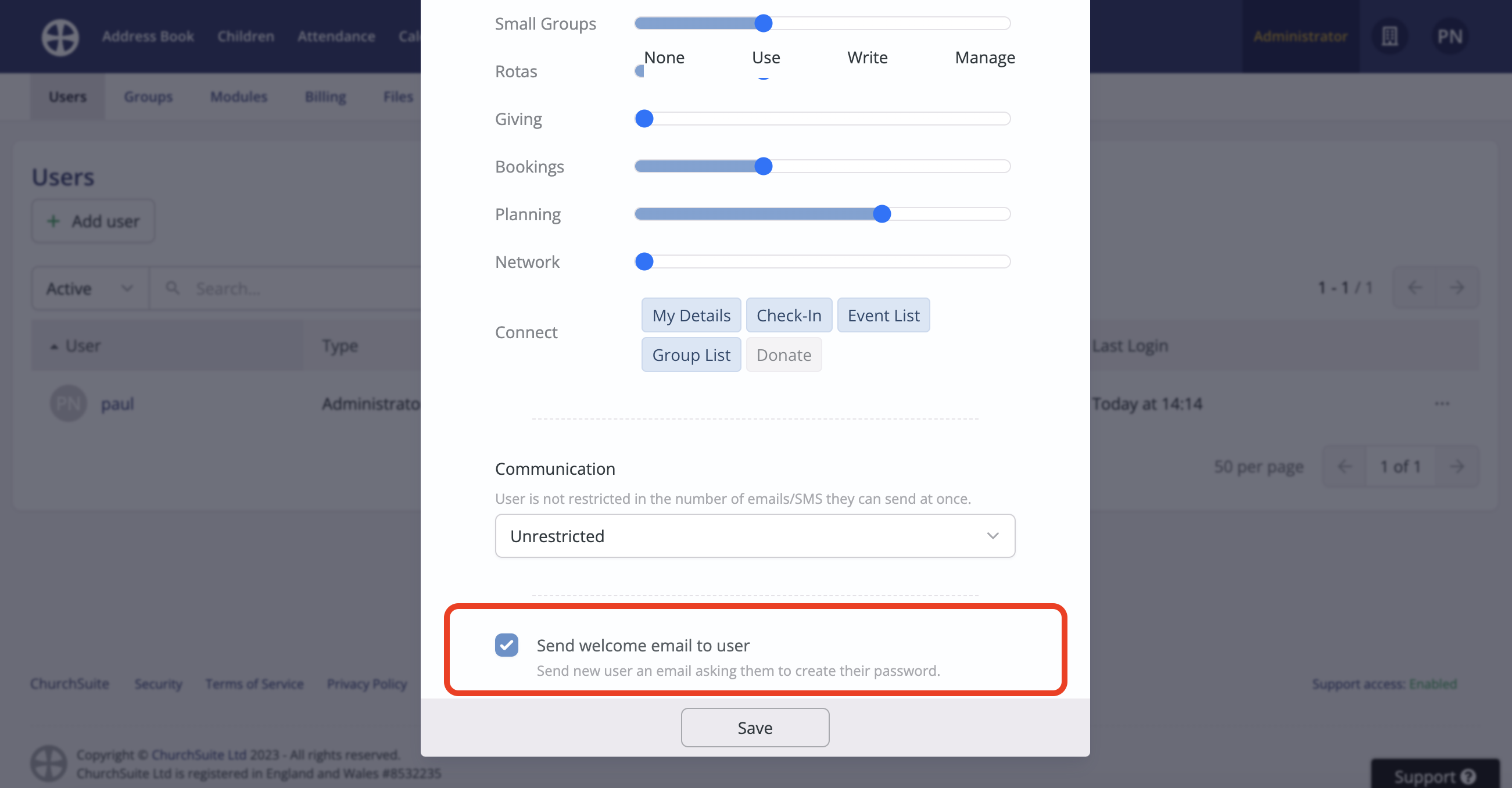 Adding and managing users - ChurchSuite Support Articles