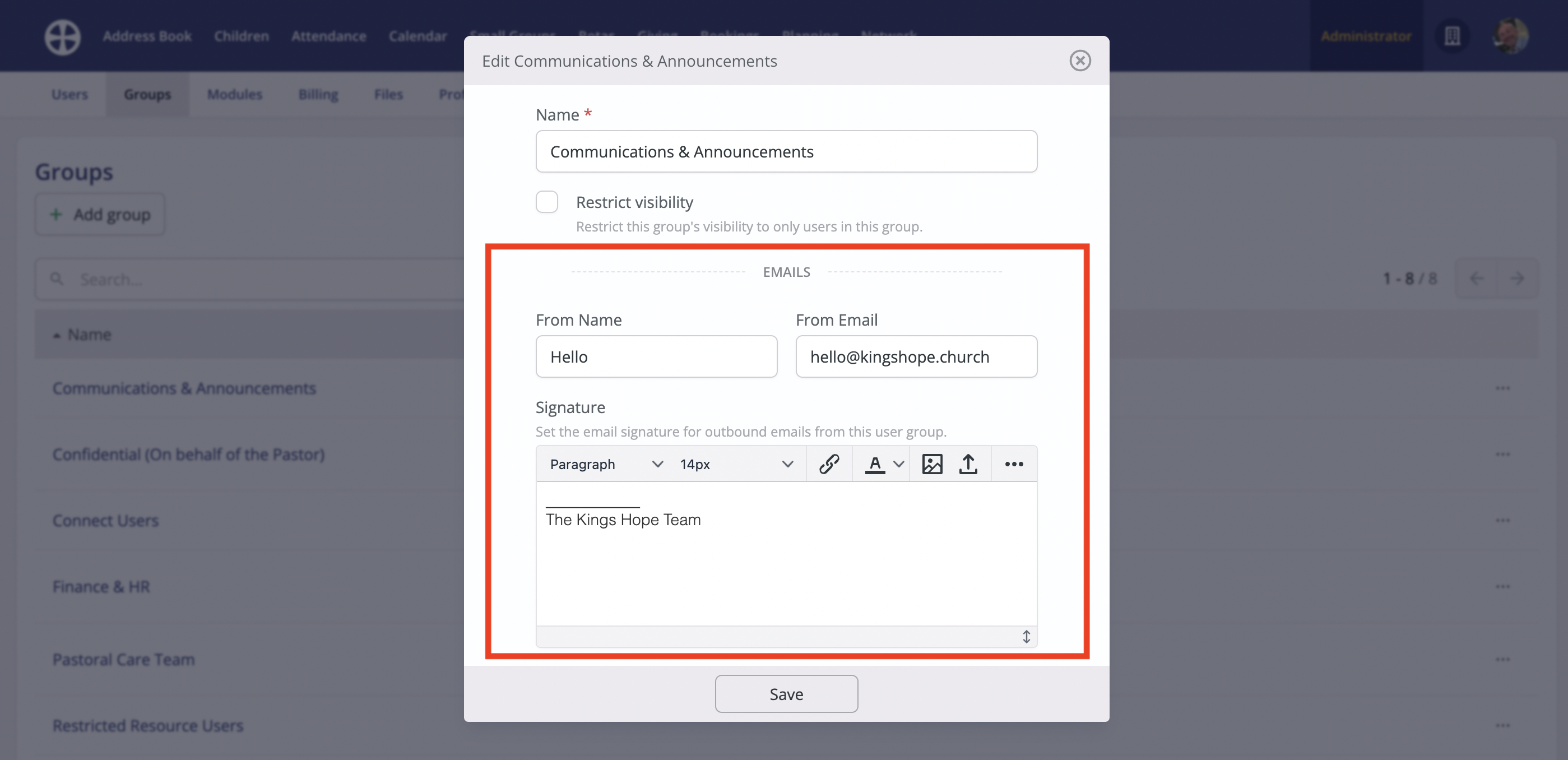 Send emails from a shared email address - ChurchSuite Support Articles