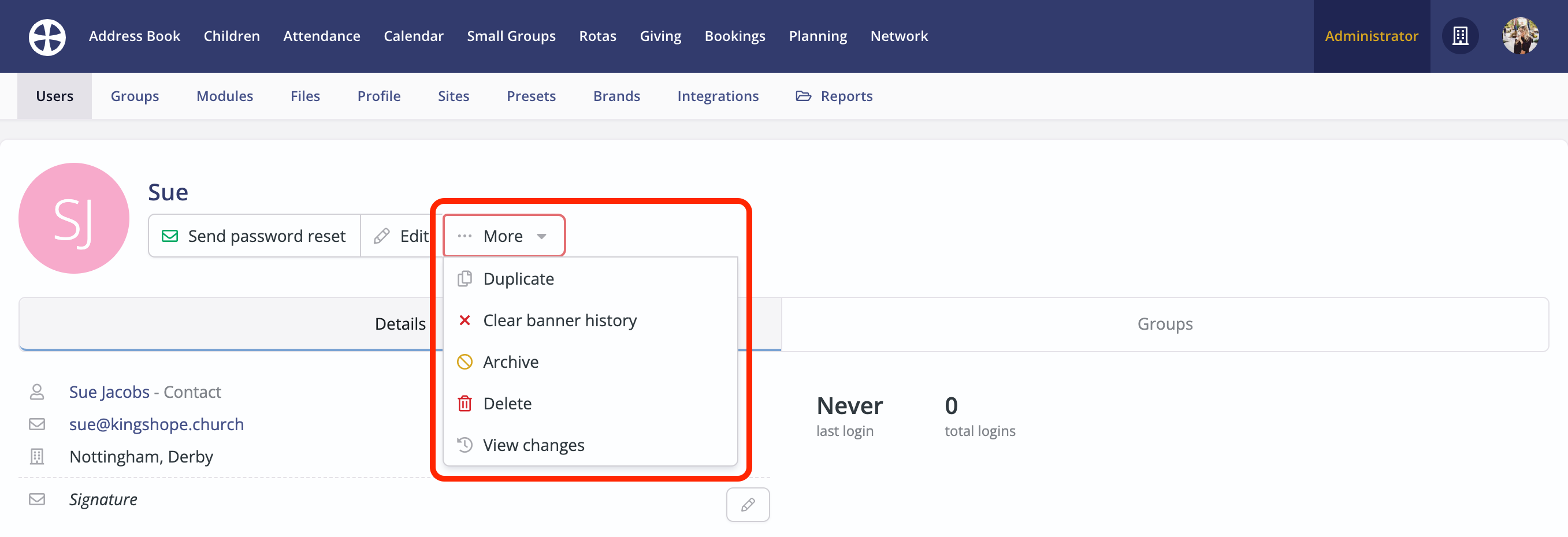 Adding and managing users - ChurchSuite Support Articles