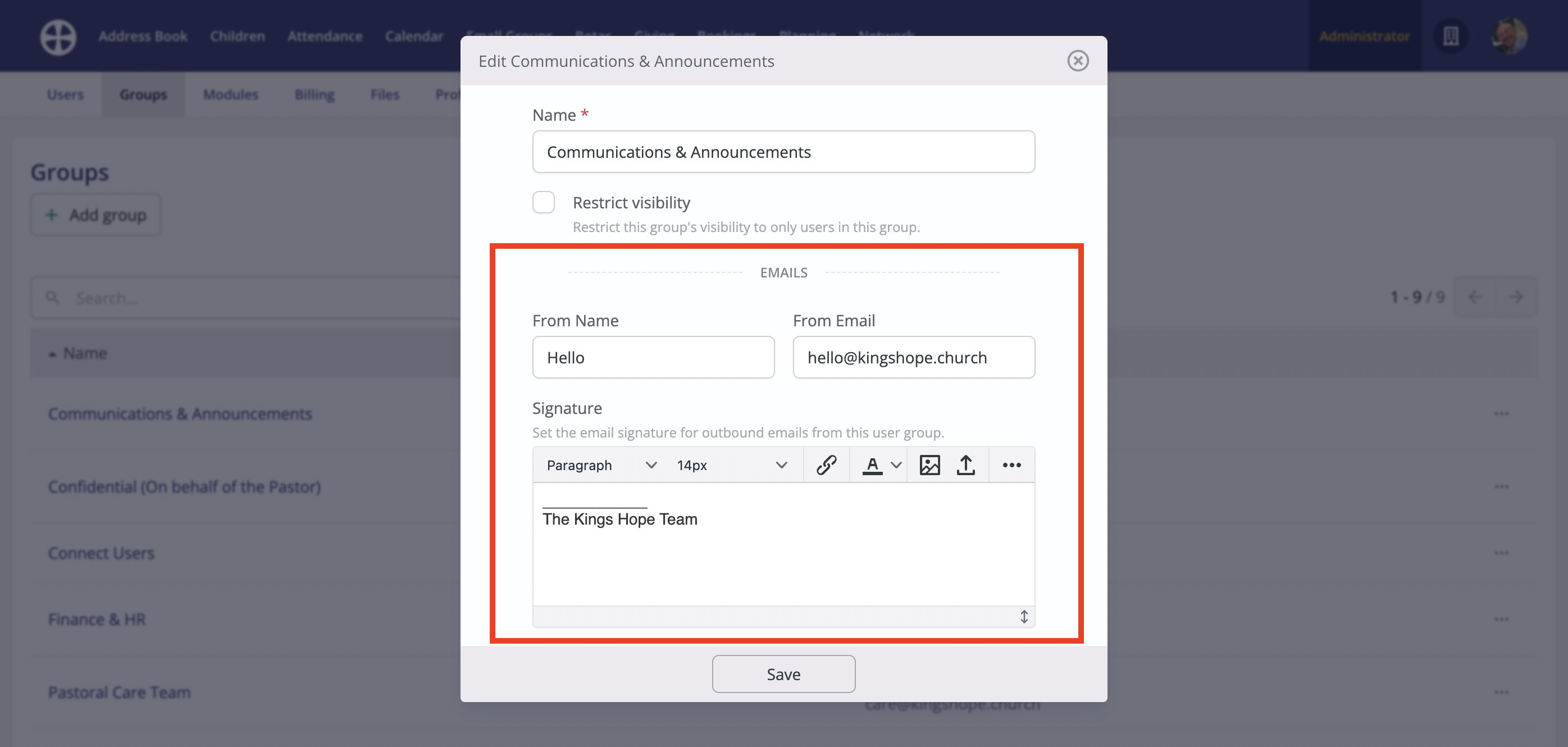 Personalised email signatures - ChurchSuite Support Articles