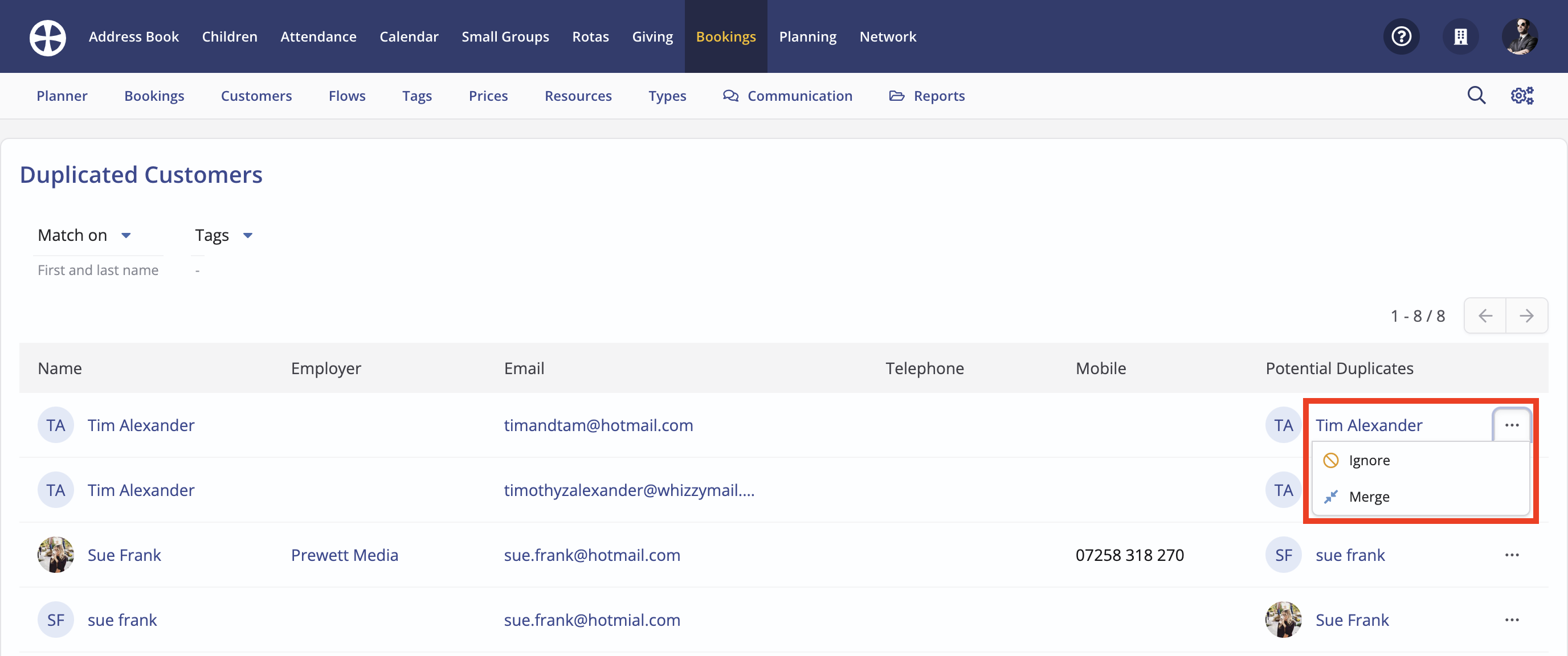 Merging duplicate customers - ChurchSuite Support Articles