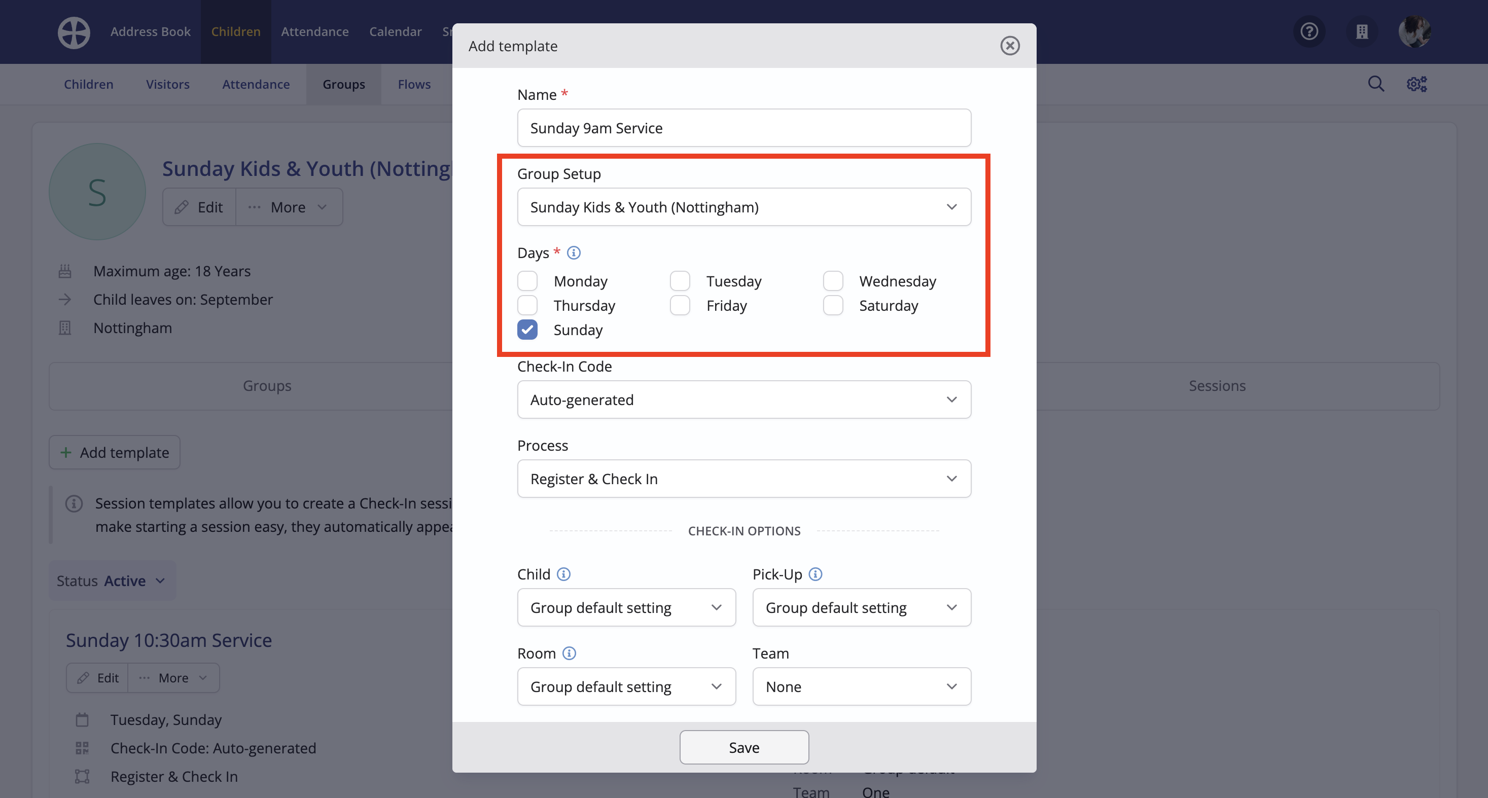 Check-In session templates - ChurchSuite Support Articles