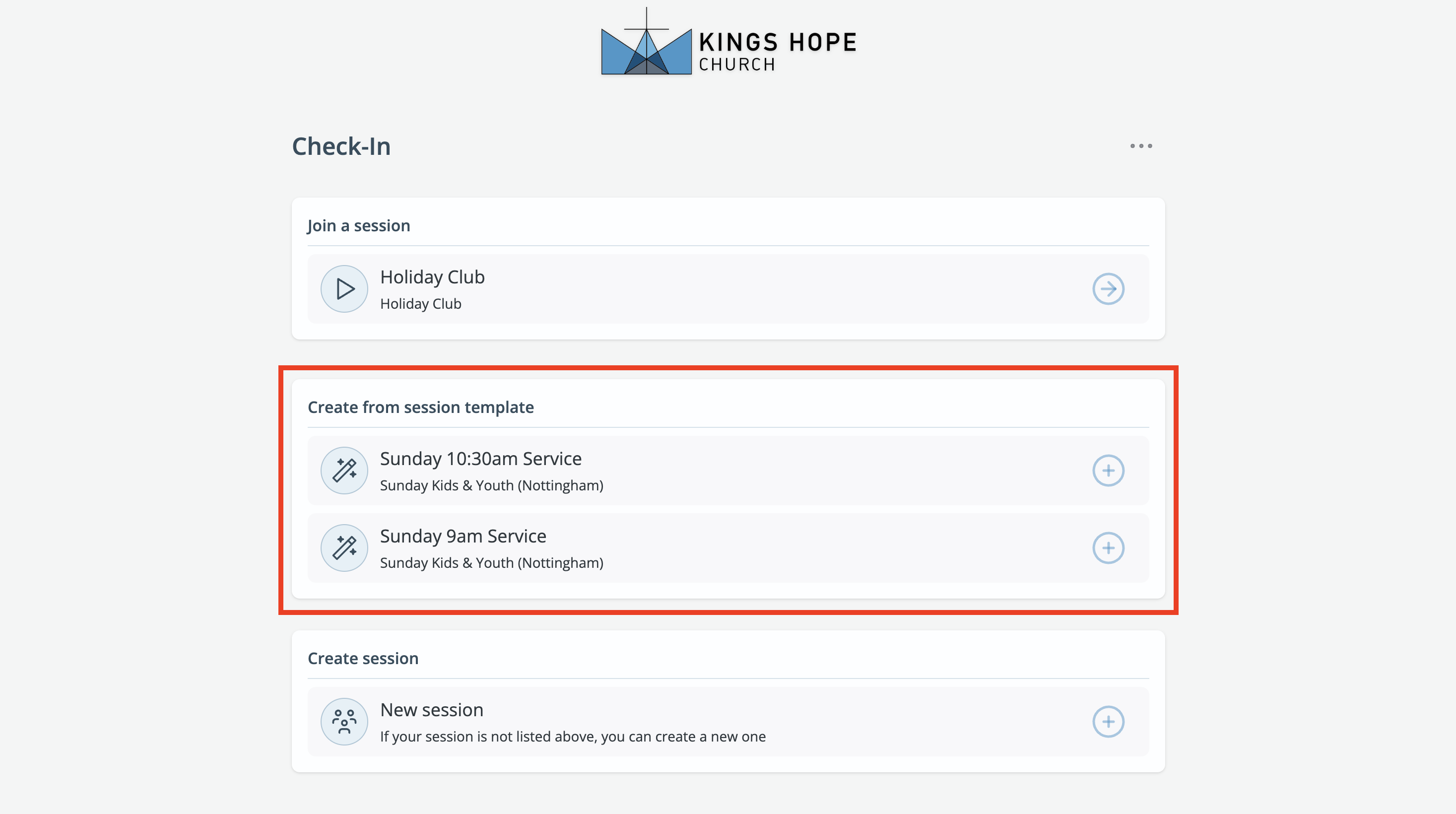 Check-In session templates - ChurchSuite Support Articles