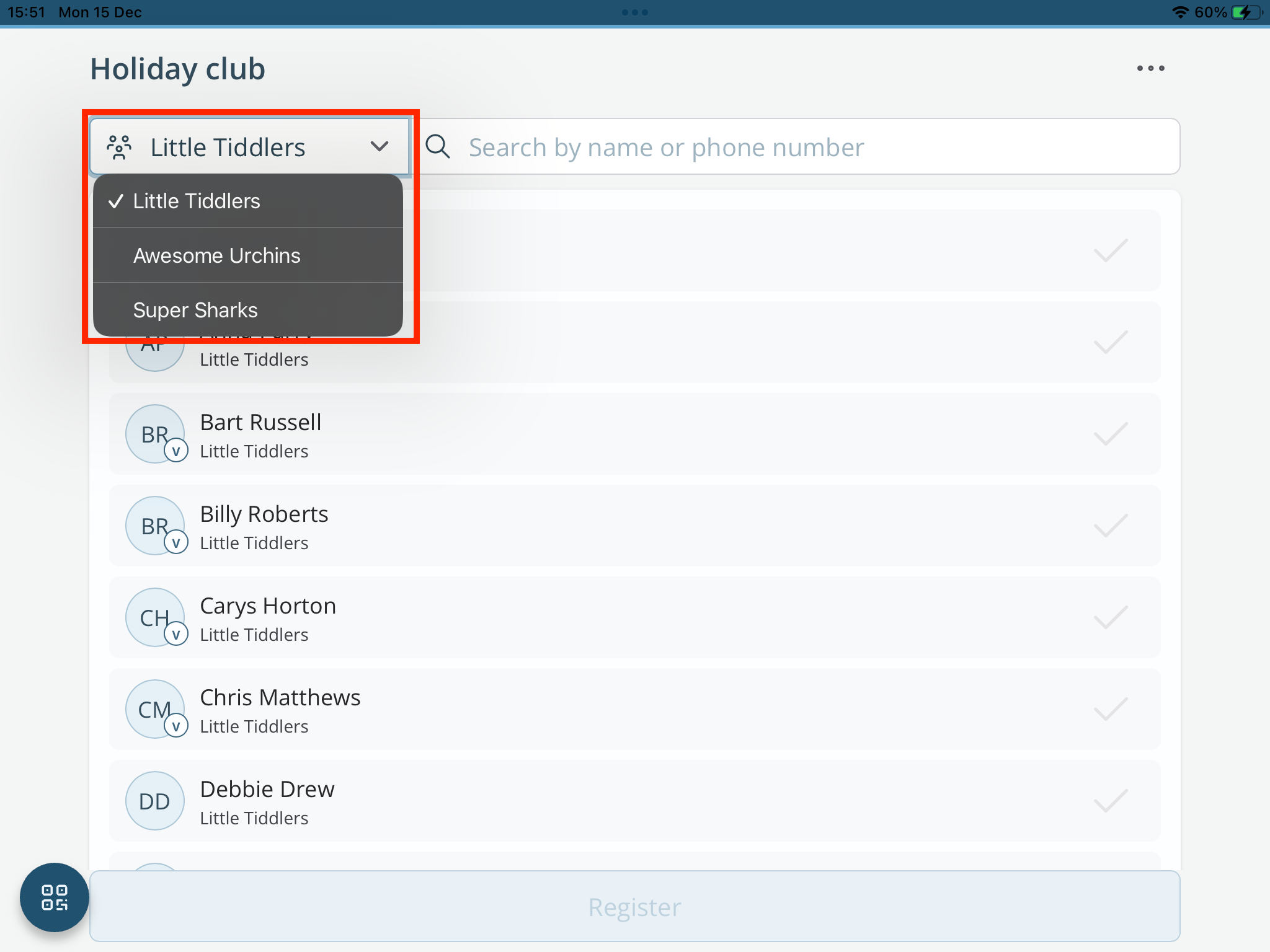 Running a Check-In session as a register - ChurchSuite Support Articles