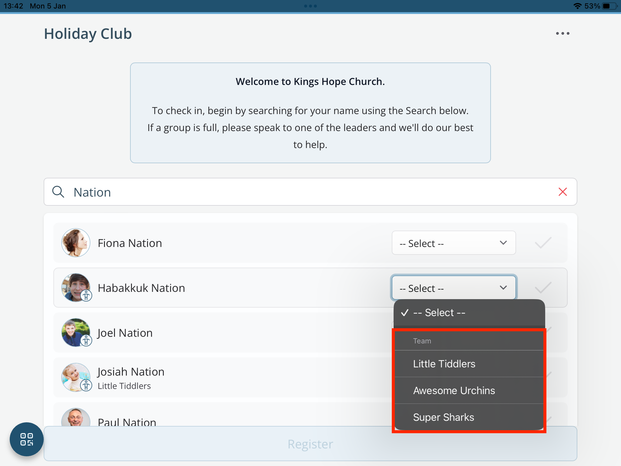Running a Check-In session as a kiosk - ChurchSuite Support Articles