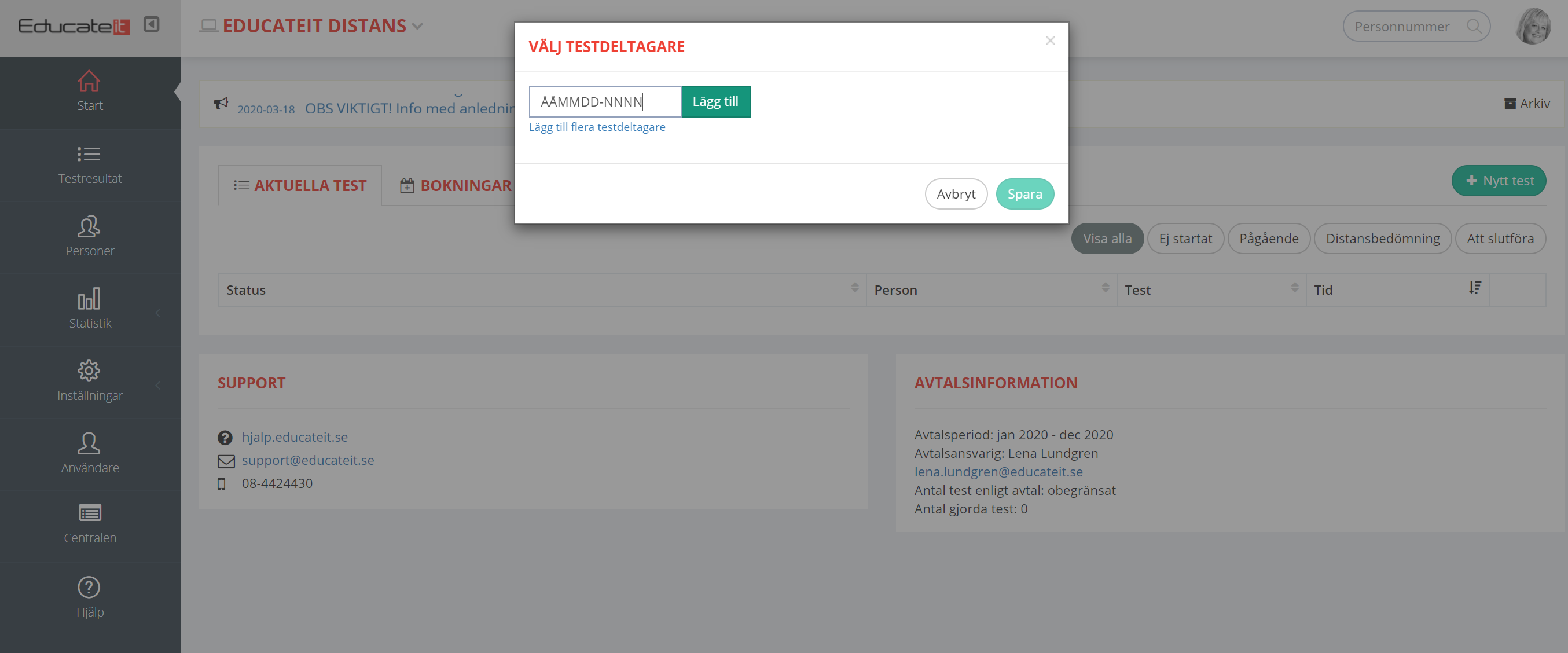 Lägga upp / tilldela test - Educateit