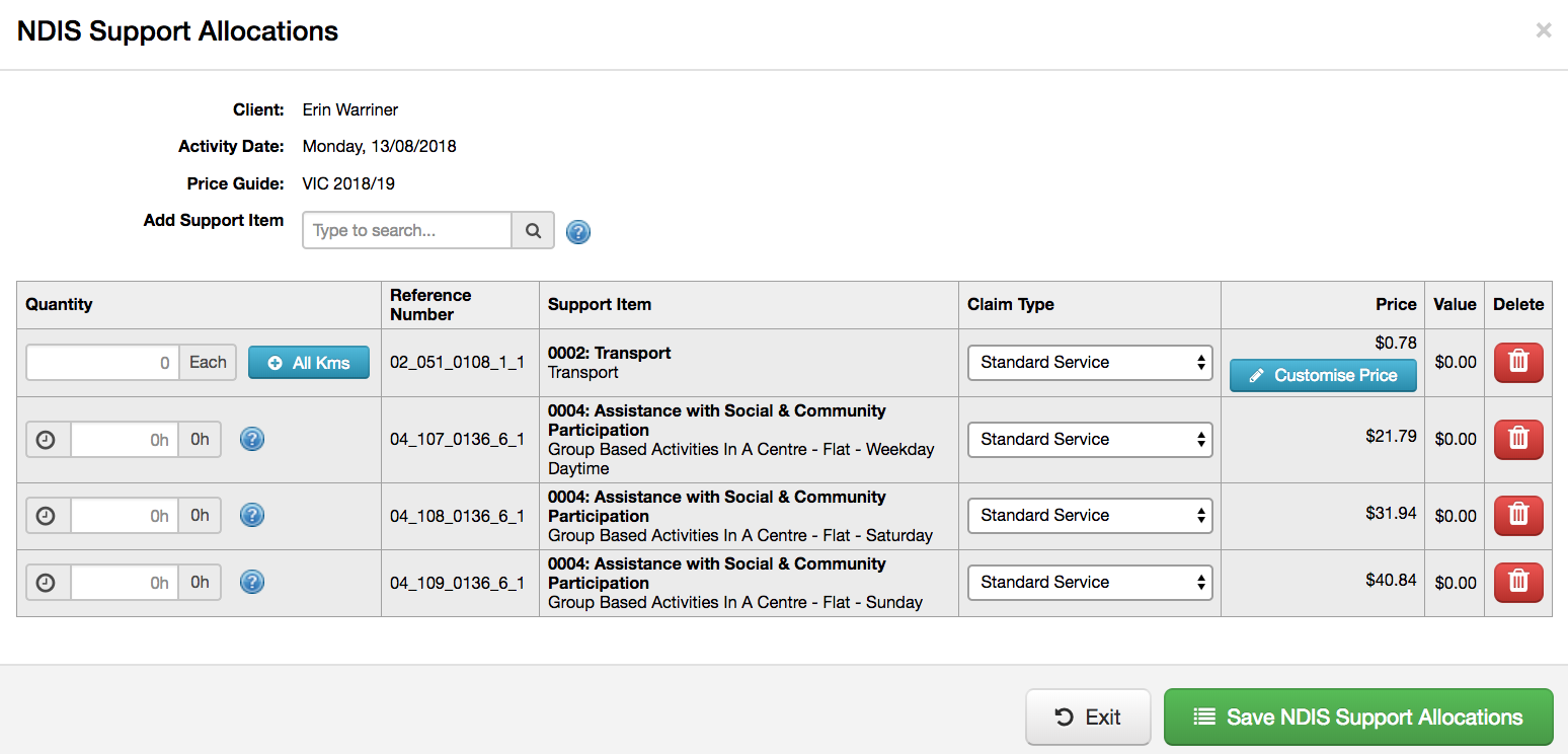Allocating NDIS Support Items in Activities - SupportAbility Knowledge Base