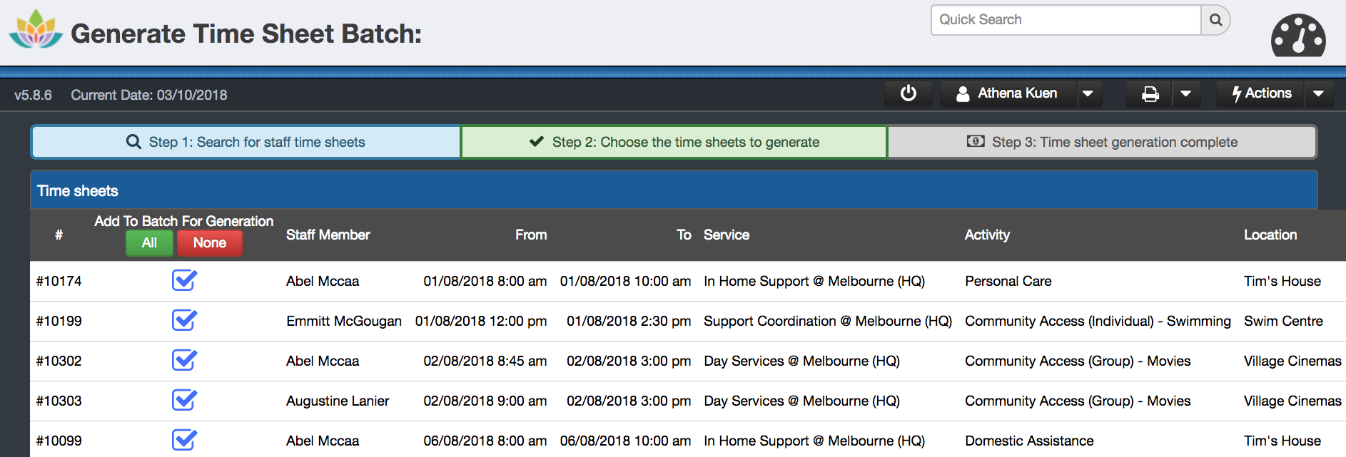 Generating a Time Sheet Batch - SupportAbility Knowledge Base