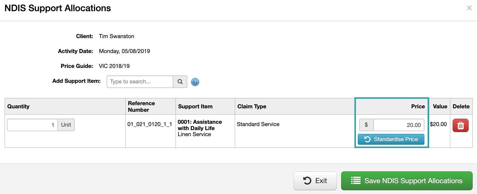 Allocating NDIS Support Items in Activities - SupportAbility Knowledge Base