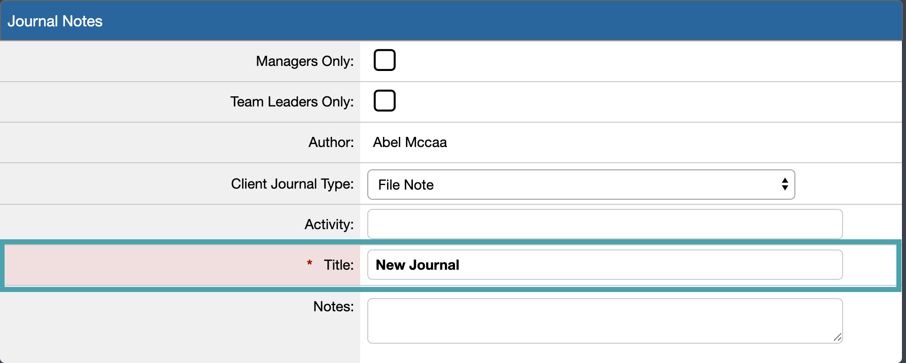 Client Journals & Journal Search - SupportAbility Knowledge Base