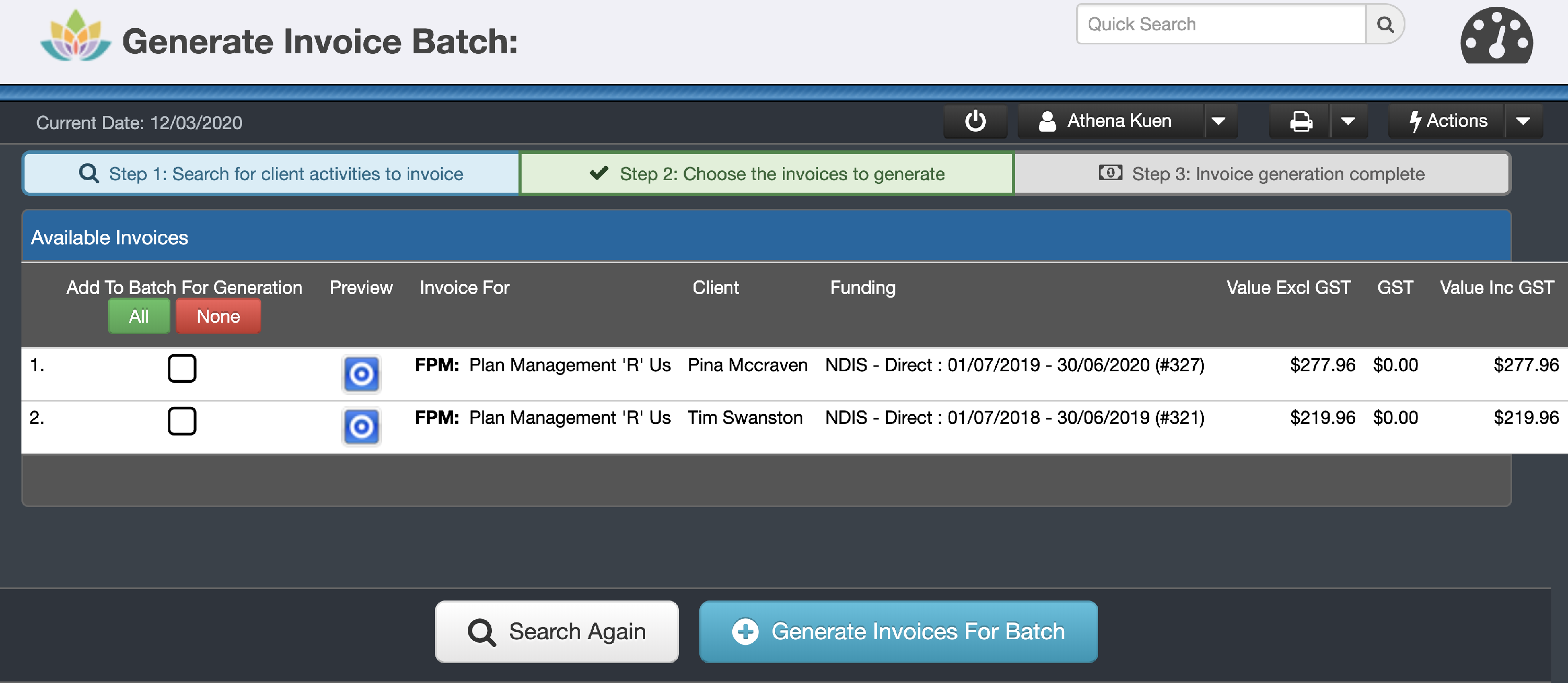 Generating a Direct Invoice Batch - SupportAbility Knowledge Base