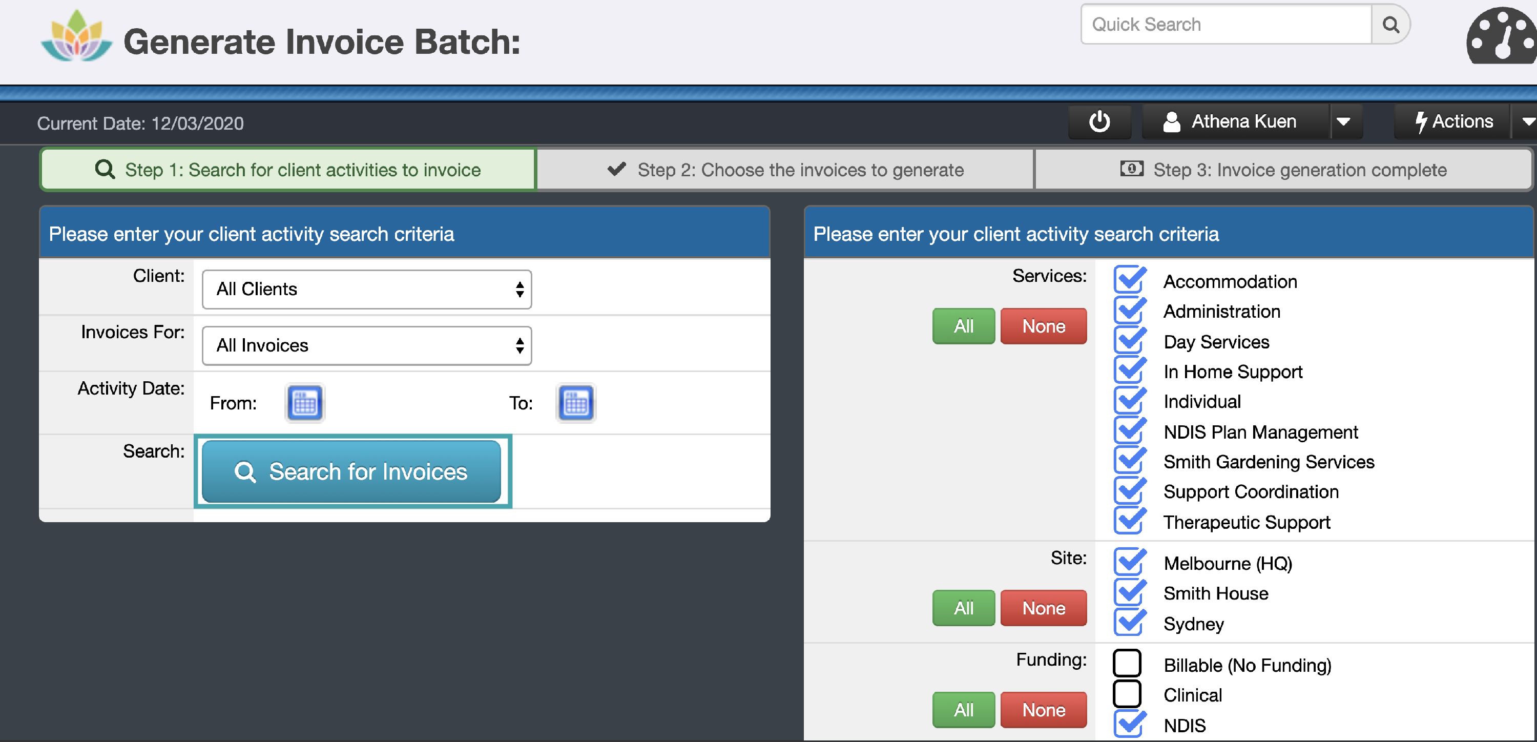 Generating a Direct Invoice Batch - SupportAbility Knowledge Base