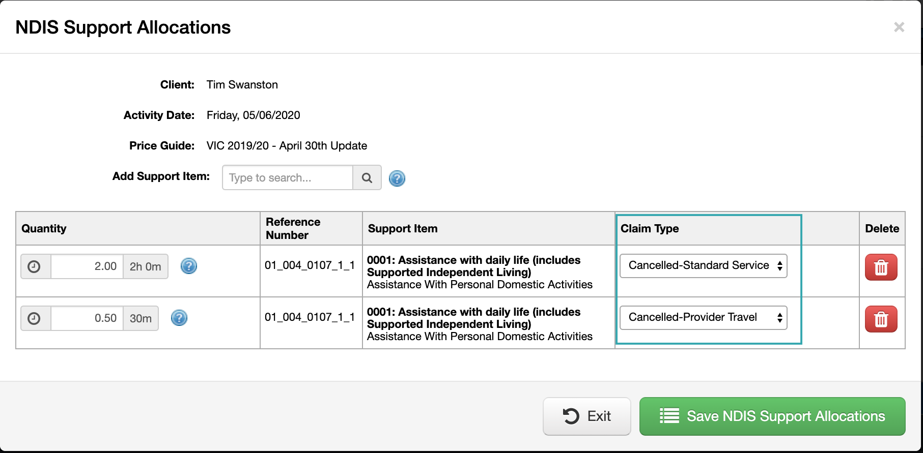 Allocating NDIS Support Items in Activities - SupportAbility Knowledge Base