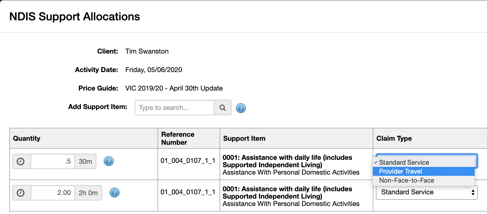 Allocating NDIS Support Items in Activities - SupportAbility Knowledge Base