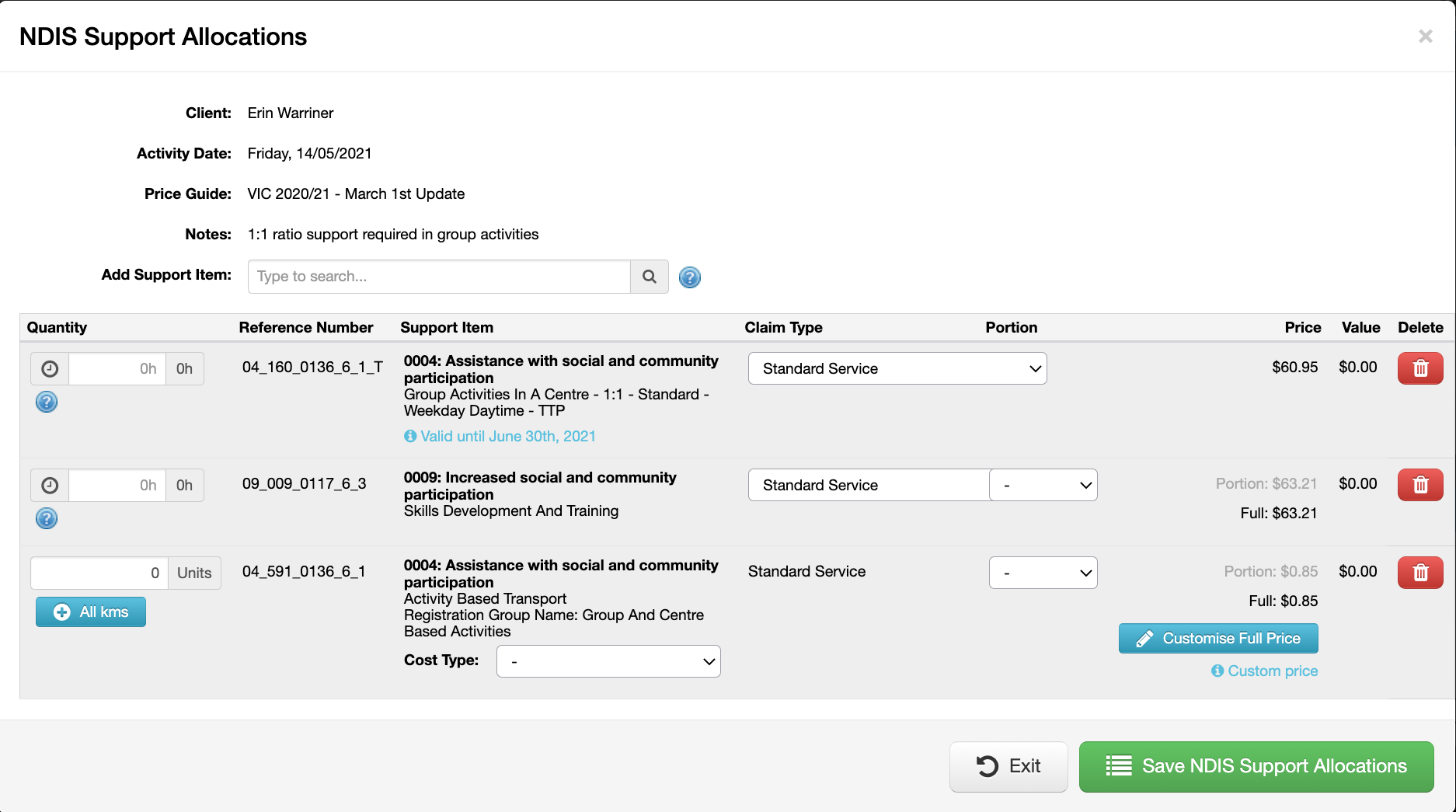 Allocating NDIS Support Items in Activities - SupportAbility Knowledge Base