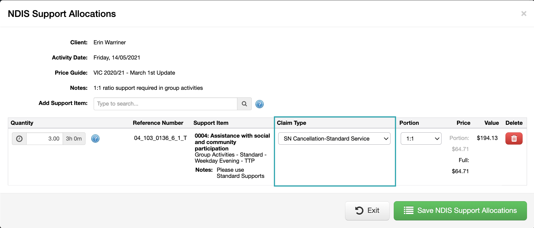 Allocating NDIS Support Items in Activities - SupportAbility Knowledge Base