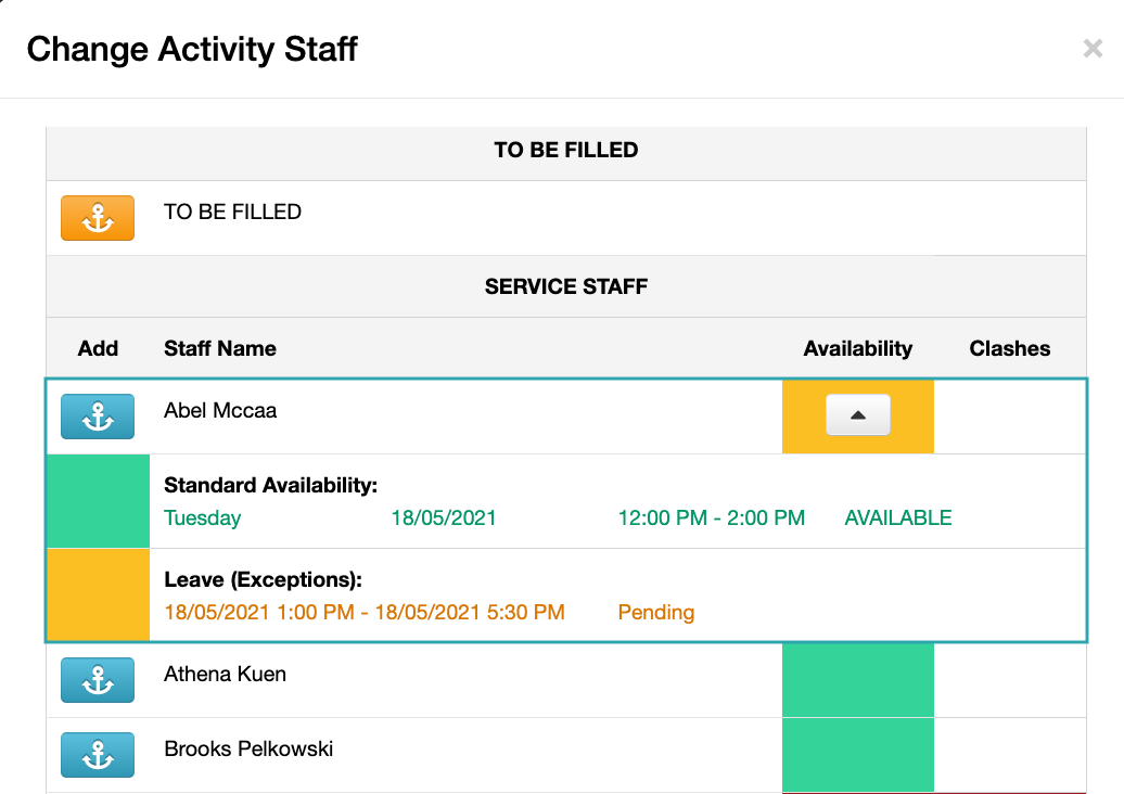 Availability (Leave) Exceptions, Clashes and the Availability Exception ...