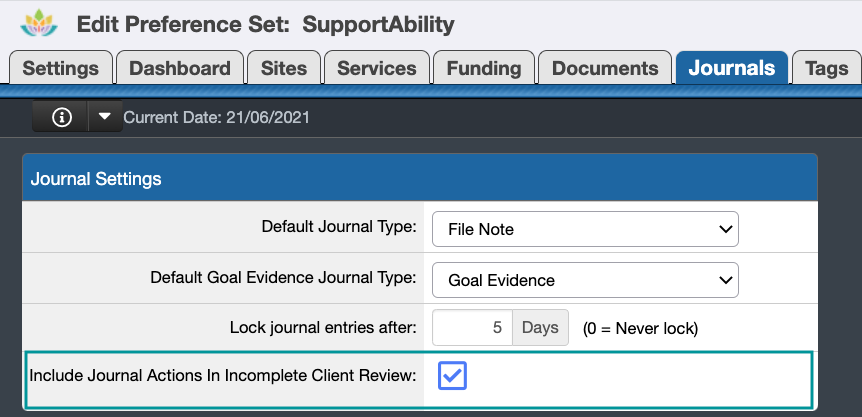 Configuring Journals - SupportAbility Knowledge Base