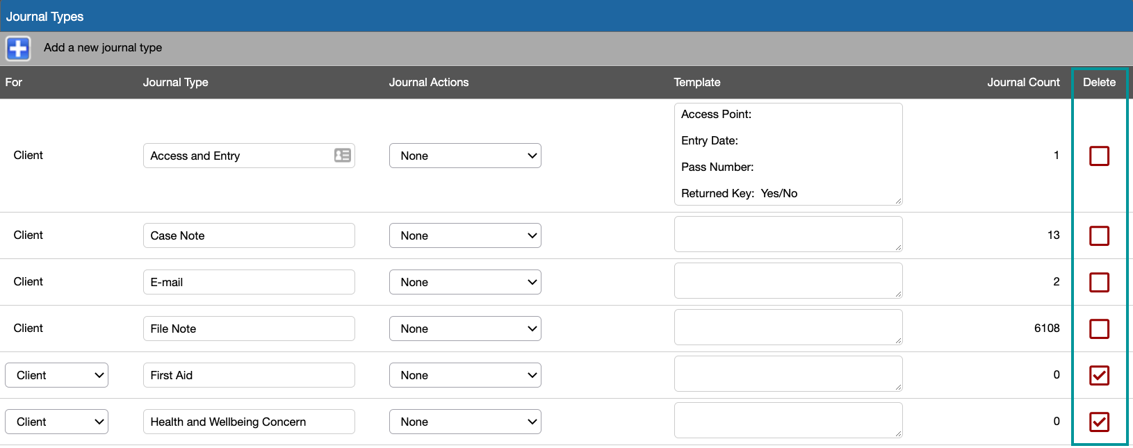 Configuring Journals - SupportAbility Knowledge Base