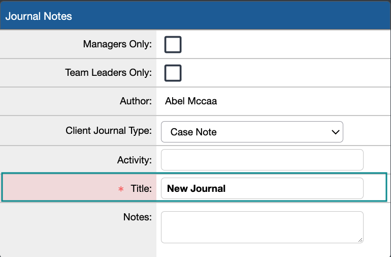 Client Journals - SupportAbility Knowledge Base