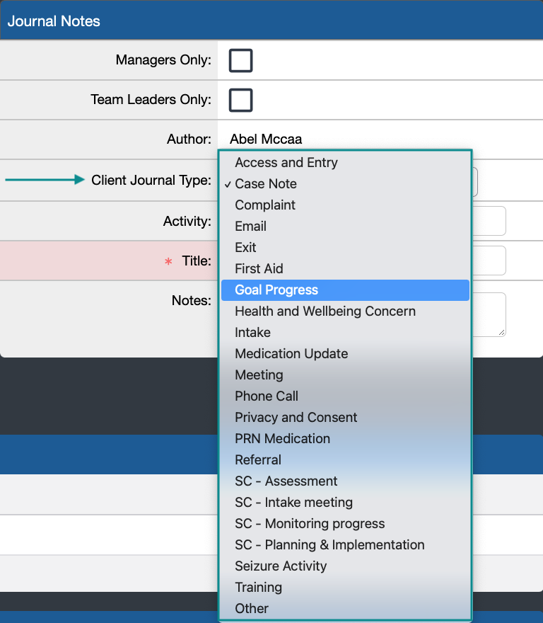 Client Journals - SupportAbility Knowledge Base