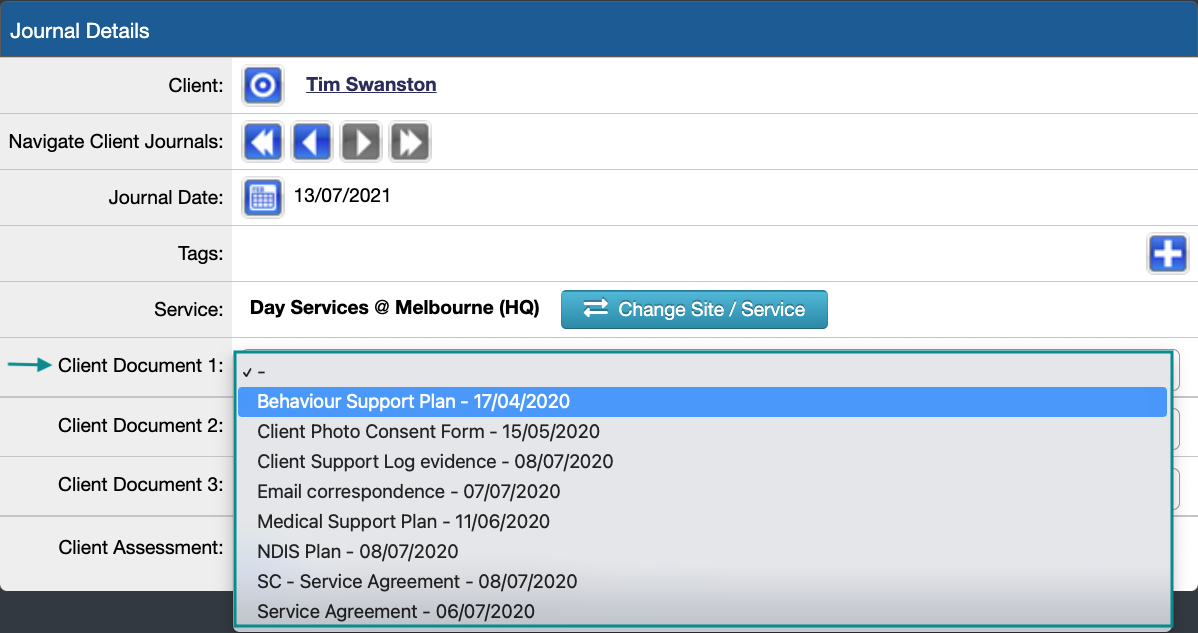 Client Journals - SupportAbility Knowledge Base