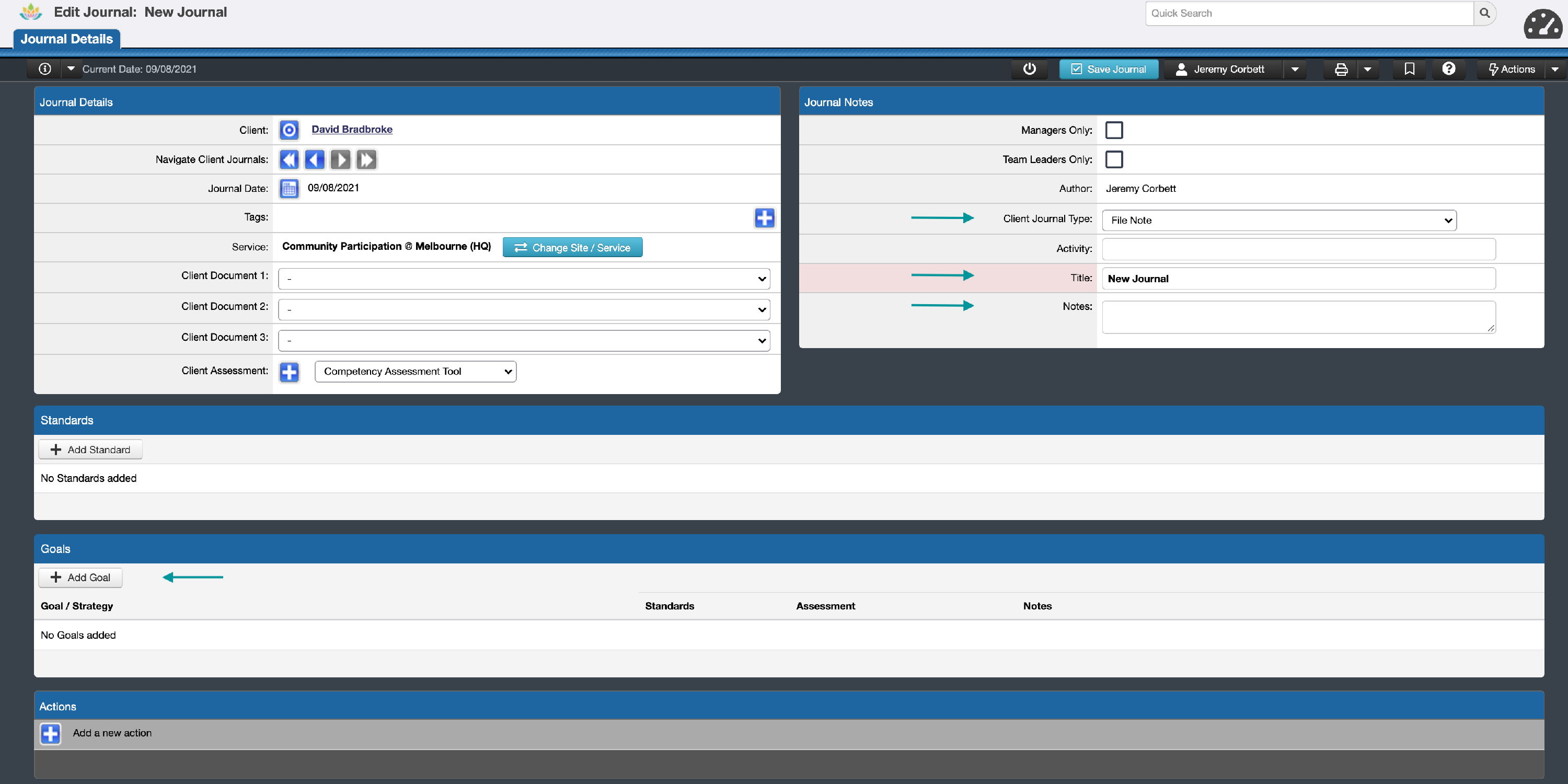 How to create or edit a Client Journal (case note) - SupportAbility ...