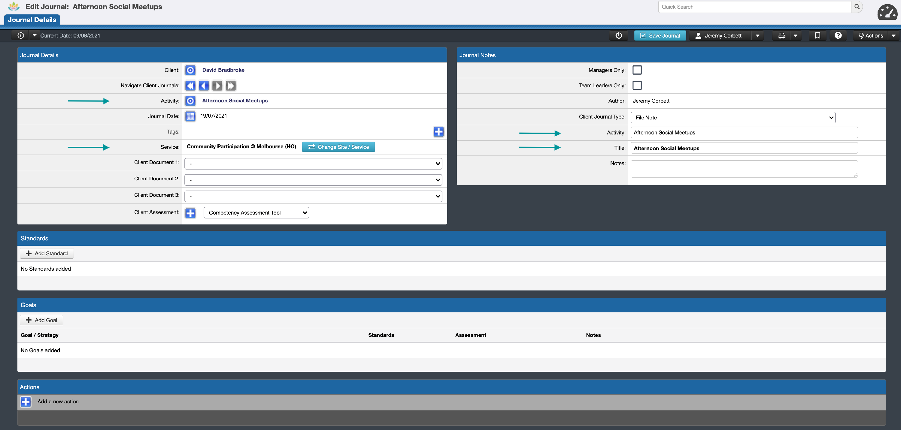 How to create or edit a Client Journal (case note) - SupportAbility ...