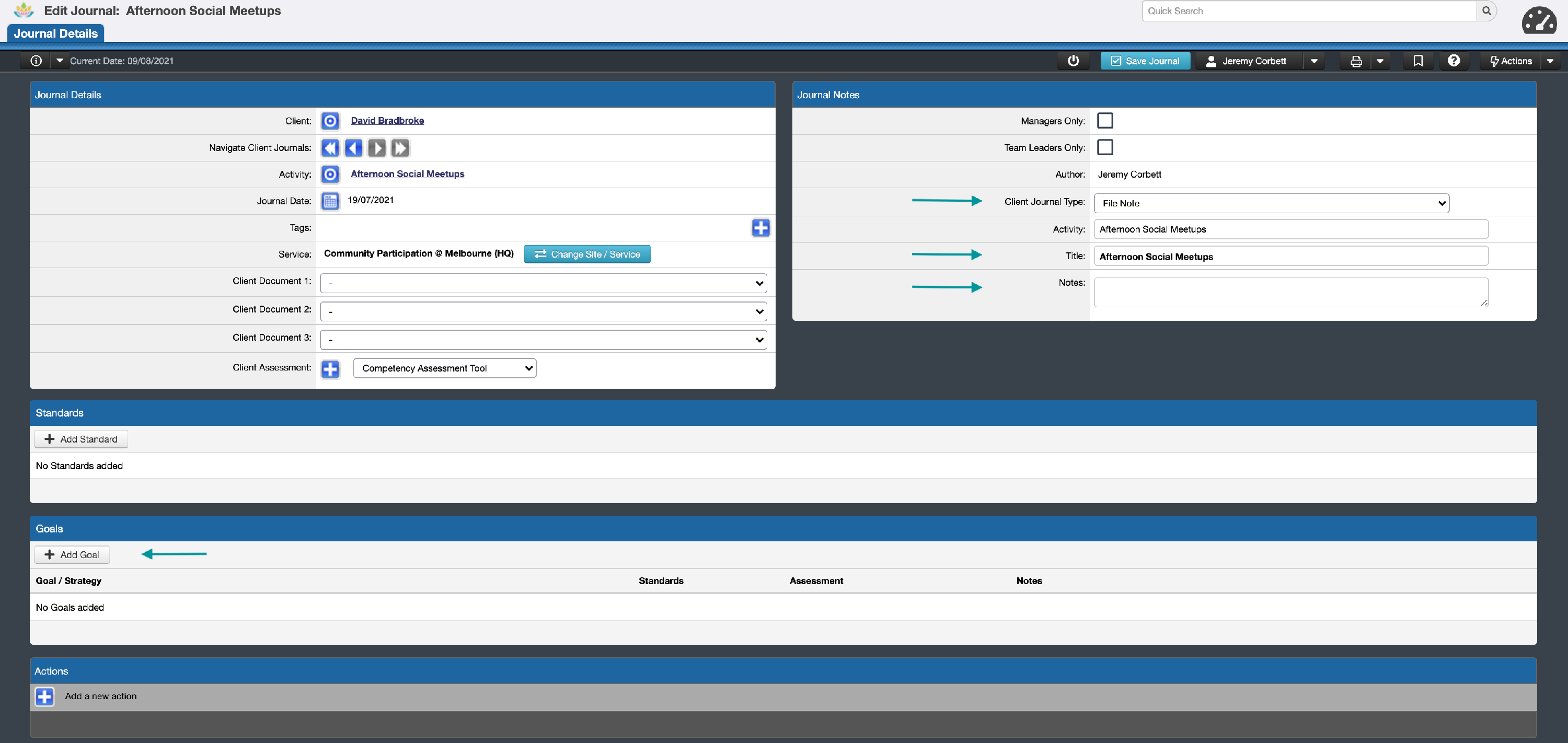 How to create or edit a Client Journal (case note) - SupportAbility ...
