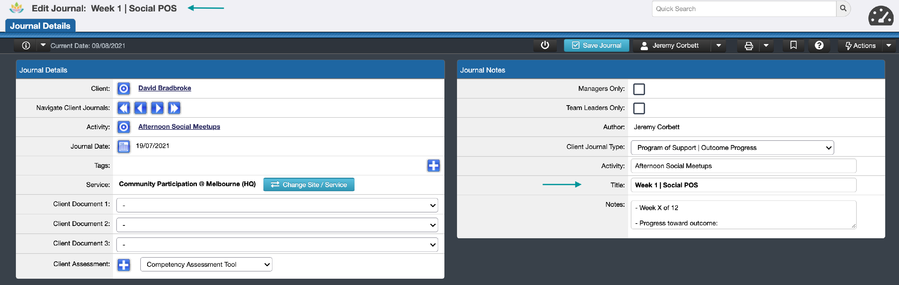 How to create or edit a Client Journal (case note) - SupportAbility ...