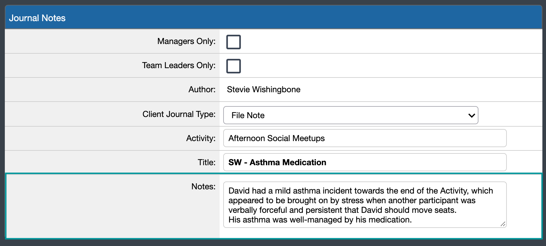 How to create or edit a Client Journal (case note) - SupportAbility ...