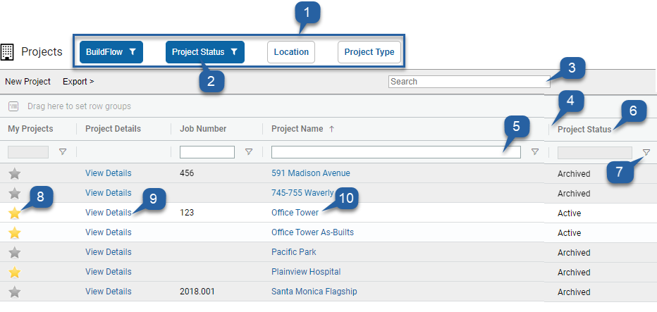 Project List Navigation - BuildFlow