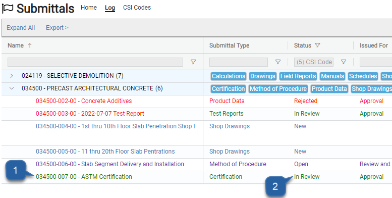Reviewing Submittal Items - BuildFlow
