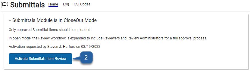Submittals in CloseOut Mode - BuildFlow