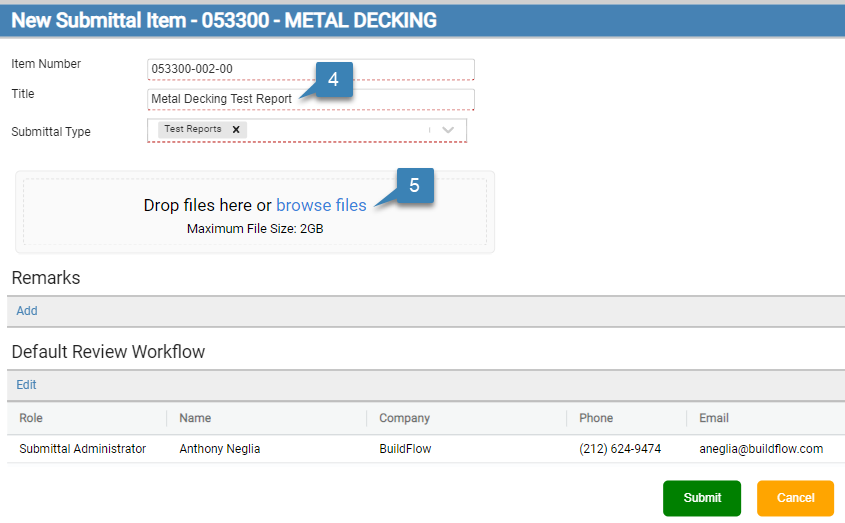 Submittals in CloseOut Mode - BuildFlow