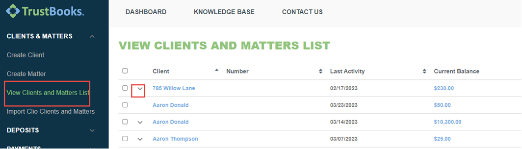 Editing a Matter - TrustBooks Knowledge Base