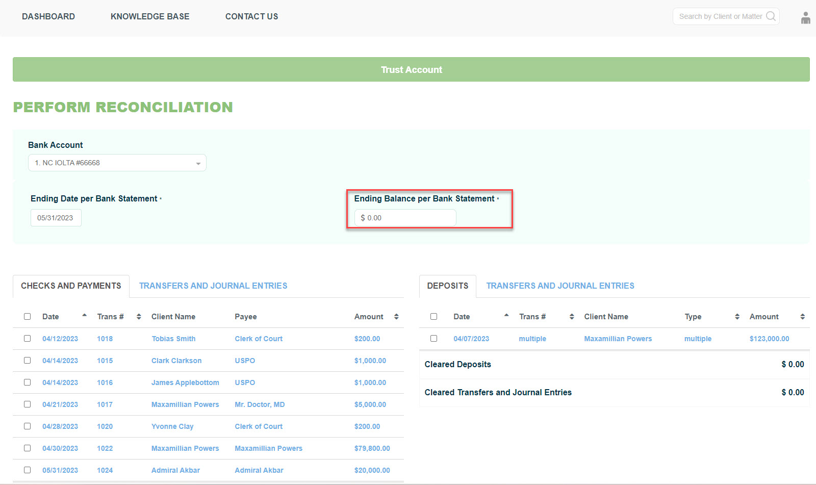 Perform a Trust Reconciliation - TrustBooks Knowledge Base