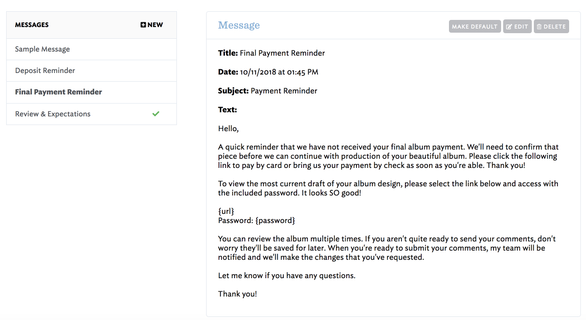 Creating multiple Messages - AlbumExposure :: Knowledge Base
