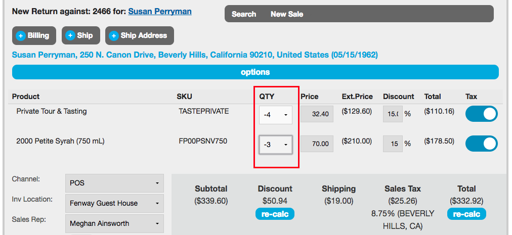 Process a Return/Credit - eCellar Help Center