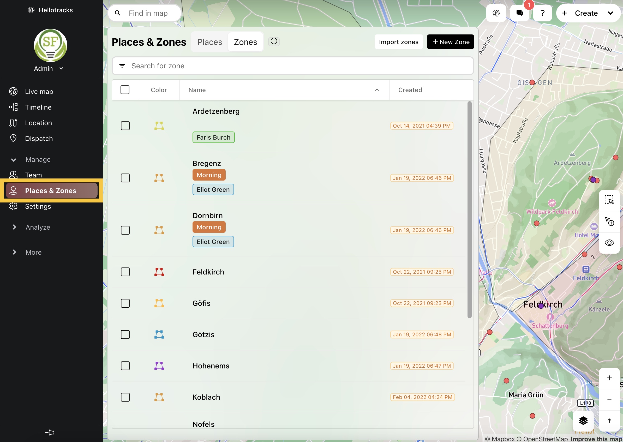 Zones - Hellotracks Help