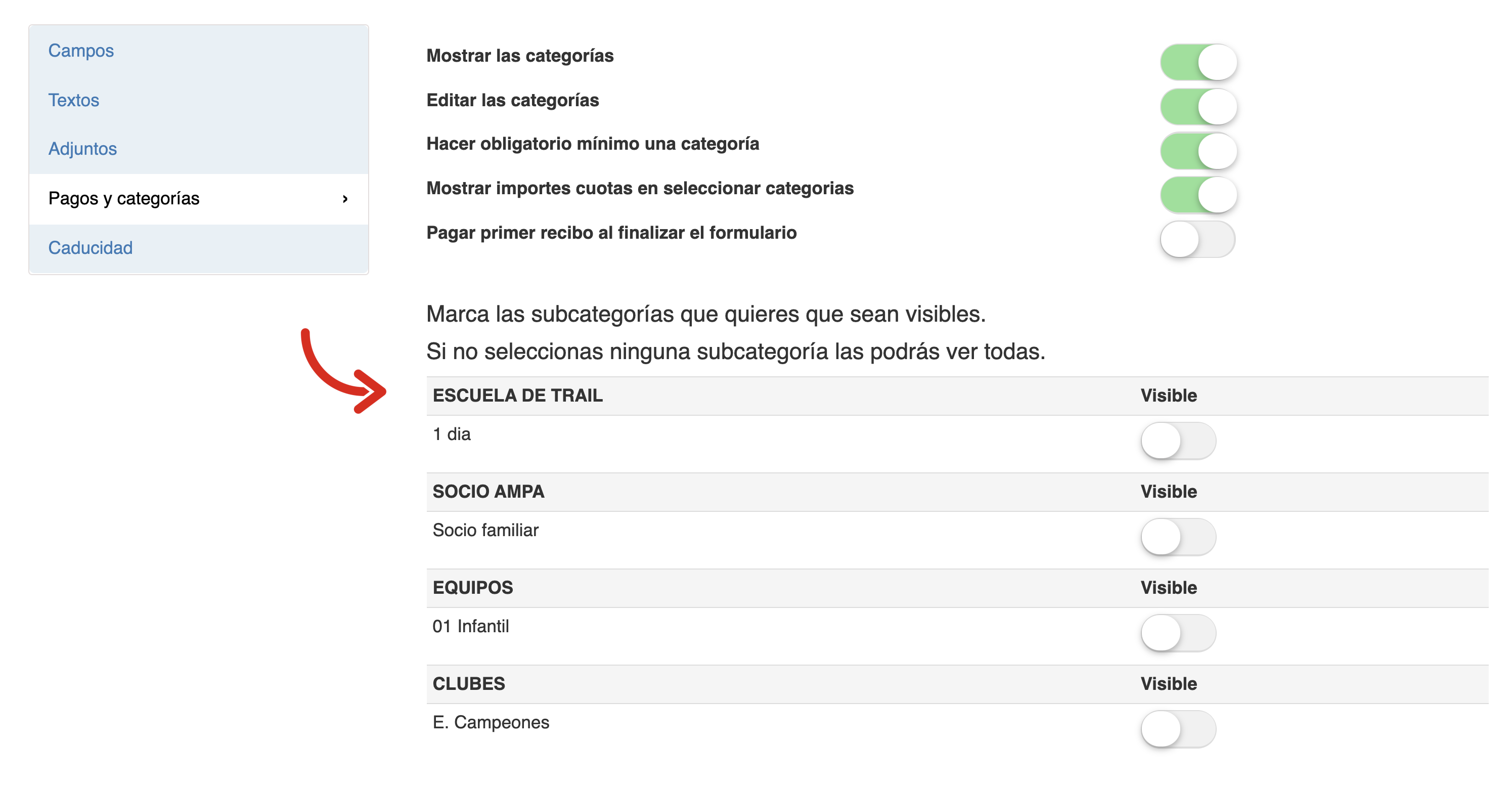 Configuración de formulario online - Ayuda Playoff